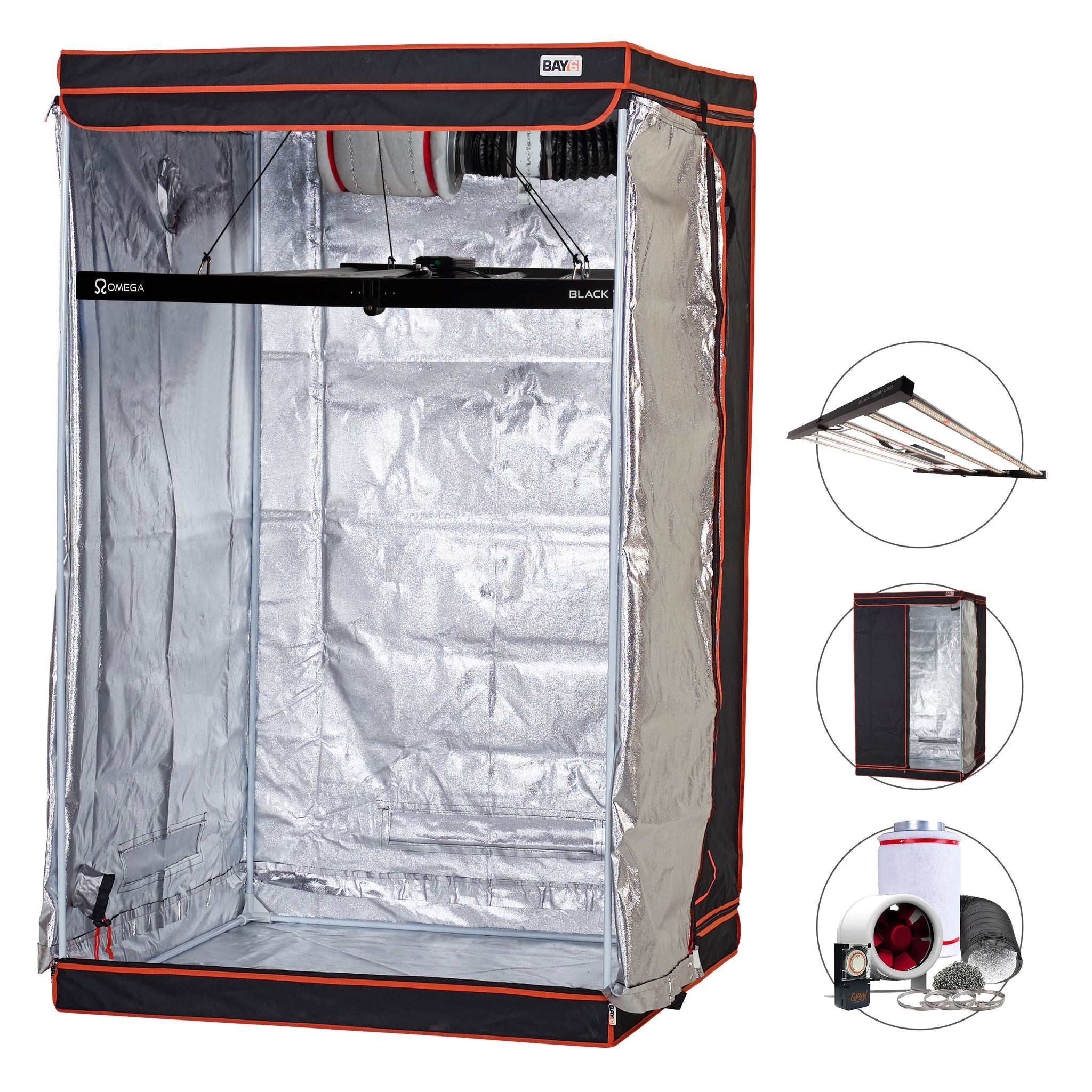 Omega Black 720w LED 1.2m x 1.2m Complete Kit | GroWell
