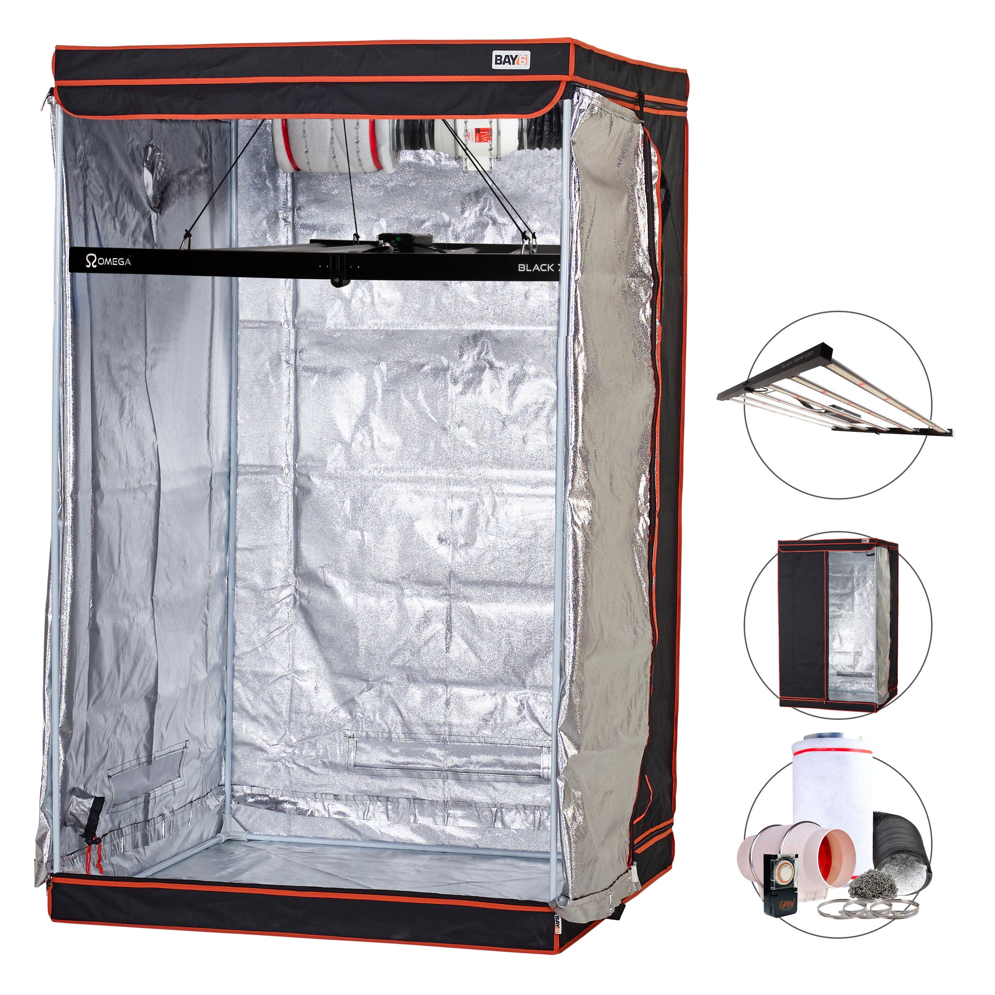 Omega Black 720w LED 1.2m x 1.2m Complete Kit | GroWell